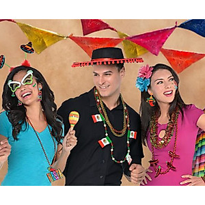 Cinco De Mayo Earrings for Women Colorful Beaded Fiesta Chill Dangle Earrings Statement Letter Drop Earrings Mexican Festival Jewelry Gifts (Chili)