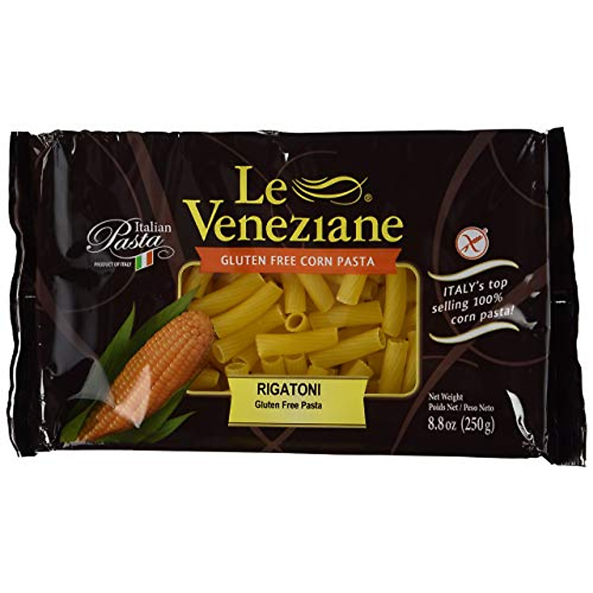 Le Veneziane - Italian Rigatoni Pasta [Gluten-Free], (4)- 8.8 oz. Pkgs - PACK OF 4