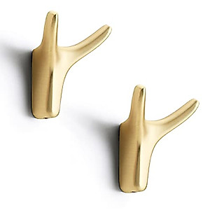 NC NC Towel Hooks, 2 Packs Coat Hook Cow Head Wall Hooks for Heavy Duty Door Hanger Towel Robe Clothes Cabinet Closet Sponges Hook for Bathroom Bedroom Kitchen Hotel Pool (Brushed Brass)