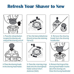 Suleto SH60/72 Replacement Shaver Head Blades Compatible with Philips Series 6000 Electric Razors, SH60 Head for S6880/81, S6810/82, S6850/85, S6xxx, Series 6000 Replacement Shaving Head w/Brush