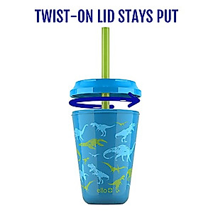 Ello Kids Plastic Reusable Color Changing Cups with Twist on Splash-Proof Lids and Straw, BPA Free, Dishwasher Safe, 12oz, Rainforest, 4 Pack