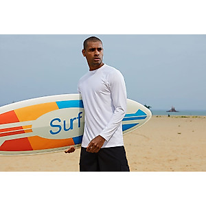 Men's Swim Shirts Rashguard Sun Shirt UPF 50+ UV Sun Protection Outdoor Long Sleeve T-Shirt Swimwear White L