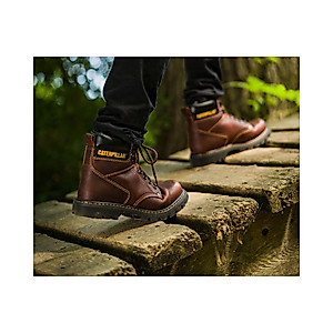 CAT Men's Second Shift Soft Toe Work Boot, Dark Brown, 8