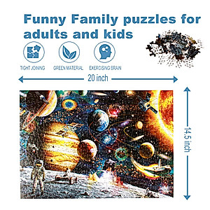 SiTimmGer Puzzles for Adults 500 Pieces Jigsaw Puzzles Space Traveler Solar System Puzzle for Family Challenging Hard Puzzle Summer Games 14.5" x 20”