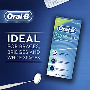 Oral-B Super Floss Mint Dental Floss for Braces Bridges - 50 Strips (2-Pack)