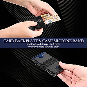 Dinghao Slim Wallet for Men, RFID Blocking Pop Up Card Holder Wallet, Smart Metal Card Case Wallet with Expandable Backplate, Minimalist Wallet for 12+ Cards and Cash (black)