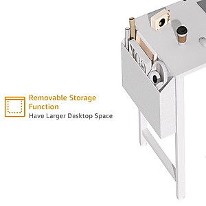 DLisiting White L Shaped Computer Desk with Power Outlet Shelves, 40 Inch Small Corner Desk for Small Space Home Office, Study Work PC Desks for Bedroom, White