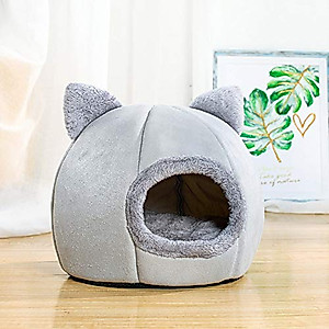 Ozgkee Small Cat Tent Pet Bed Semi Closed Warm Pet Nest Comfortable Pet Bed Winter Plush Kennel (660)