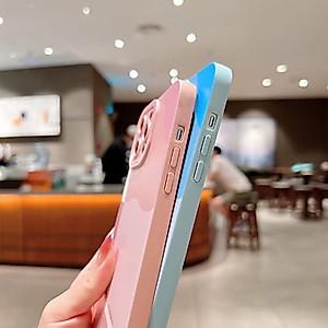 YKCZL Compatible with iPhone 12 Pro Case 6.1 Inch, Cute Painted Art Full Camera Lens Protective Slim Soft Shockproof Phone Case for Women Girl-Pink