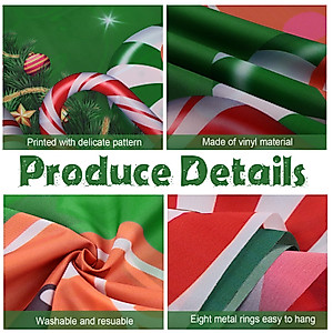 Christmas Candy Garage Door Decoration Merry Christmas Garage Door Banner Cover Peppermint Candy Cane Gingerbread Man Garage Backdrop for Xmas Eve Holiday Outdoor Wall Decor, 7 x 16 ft