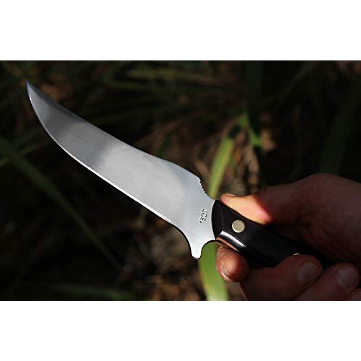 Old Timer 15OTCP Deerslayer 10.5in High Carbon S.S. Full Tang Fixed Blade Knife with 5.6in Clip Point Blade, Sawcut Handle, and Leather Belt Sheath for Hunting, Camping, Skinning, EDC, and Outdoor