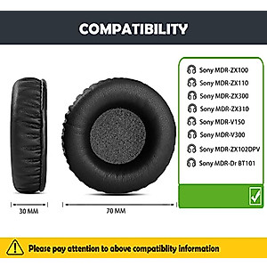 Premium Replacement Ear Pads Cushion,Headphone Earpads Compatible with Sony MDR-ZX100 ZX110 ZX300 ZX310 V150 V300 ZX102DPV Dr BT101 Headphones