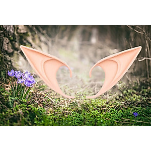 Merroyal Moon Head Chain Vintage Crystal Headpieces Hair Acessories with 2 Pairs Latex Elf Ear for Women (Bronze)