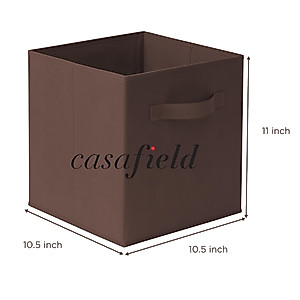 Casafield Set of 12 Collapsible Fabric Cube Storage Bins, Brown - 11" Foldable Cloth Baskets for Shelves, Cubby Organizers & More