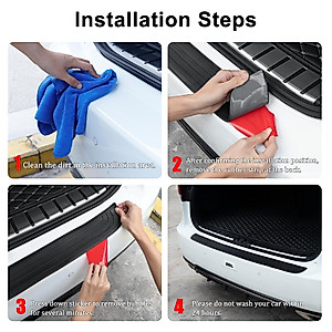 SINGARO Car Rear Bumper Protector, 41inch x3.5inch Car/SUV Universal Rubber Anti-Scratch Trunk Exterior Accessories（Black）