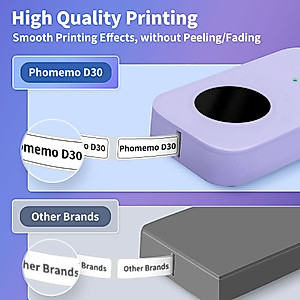 Purple D30 Label Maker Machine with 4 Tapes - Black on Pink, Blue, Yellow, White Tape, Mini Bluetooth Label Printer, Portable Smart Phone Handheld Sticker Mini Labeler Inkless Rechargeable, BPA-Free