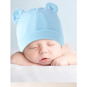 SEAUR Baby Girls Boys 4 Set Teddy Bear Ear Hats Mittens Socks Soft Cotton No Scratch Gloves Non Slip Comfortable Stockings