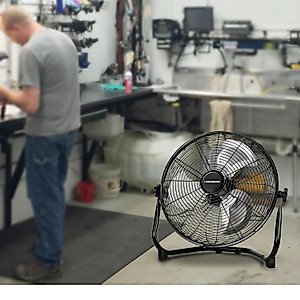 KEN BROWN 14 Inch High Velocity Floor Fan 3-Speed 360° Adjustable Tilting Powerful Airflow for Home,Residential Use, Black