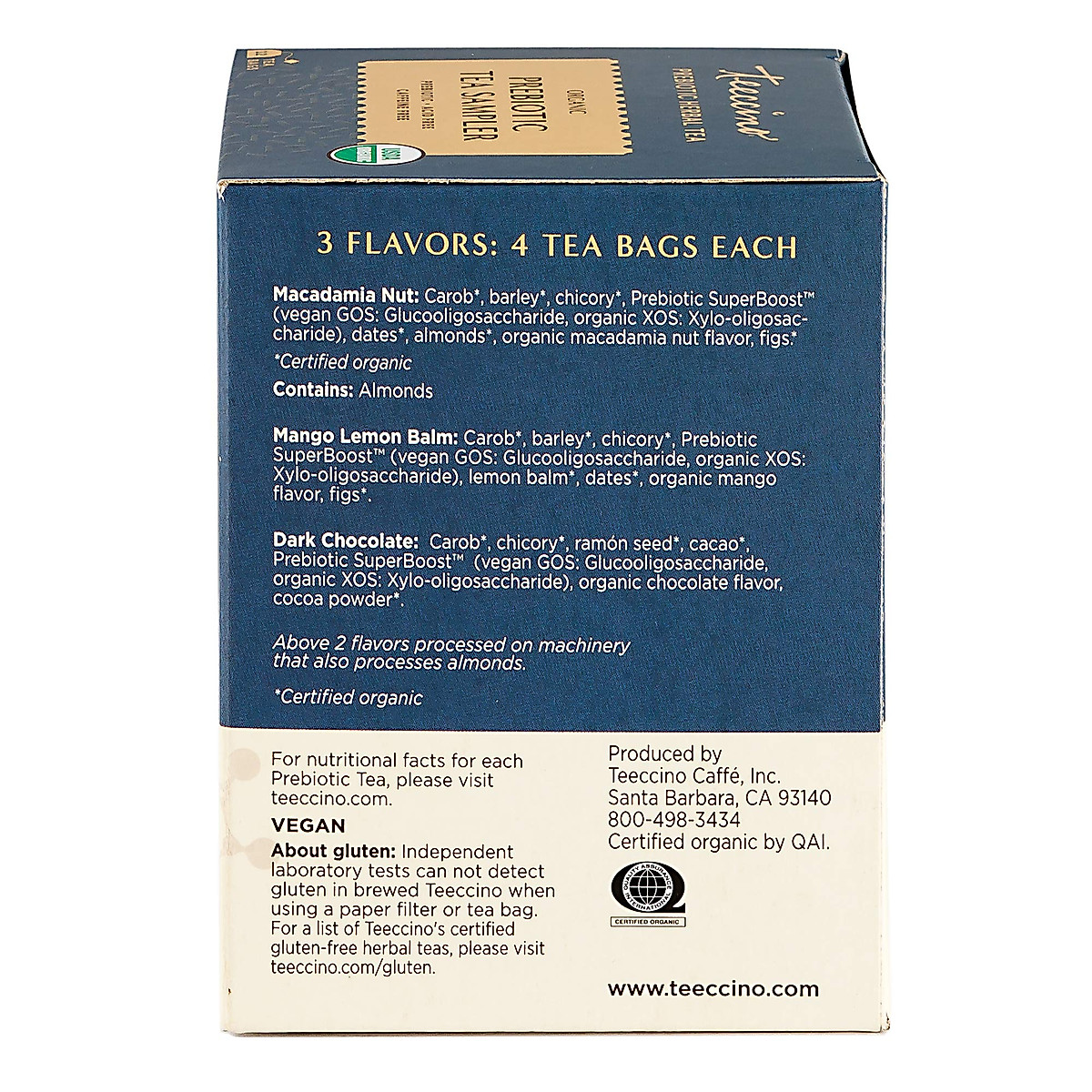 Teeccino Prebiotic Herbal Tea - Prebiotic Superboost Tea Sampler - Support Your Probiotics with Vegan GOS & Organic XOS for Good Gut Health and Regularity, 12 Tea Bags