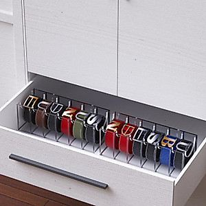 GTI Belt Organizer, Acrylic 6 Compartments Belt Organizer for Closet and Drawer, Display Case for Tie,Bow Tie and Belt,Clear Belt Storage Container Holder for Men Women