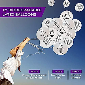 30 Biodegradable latex balloons for release to Celebrate life, Bereavement, Condolences, Funeral, Anniversary, Memorial services, Memory table, Ash Scatterings (WhiteSilver-ForeverHeartsMemory)