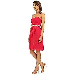 Calvin Klein Women's Strapless Fit and Flare Dress with Ruched Bodice, Fuchsia, 10