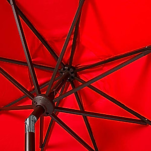 Safavieh PAT8008A Collection Milan Fringe Navy and White 9Ft Crank Outdoor Push Button Tilt Umbrella