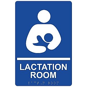 ComplianceSigns.com Lactation Room Sign, ADA-Compliant Braille and Raised Letters, 9x6 inch Blue Acrylic with Adhesive Mounting Strips