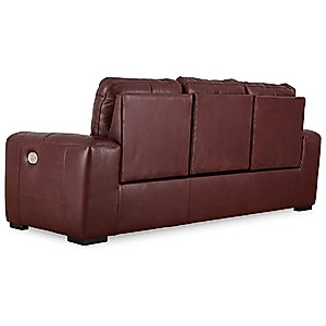 Signature Design by Ashley Alessandro Contemporary Leather Power Reclining Sofa with Adjustable Headrest, Red