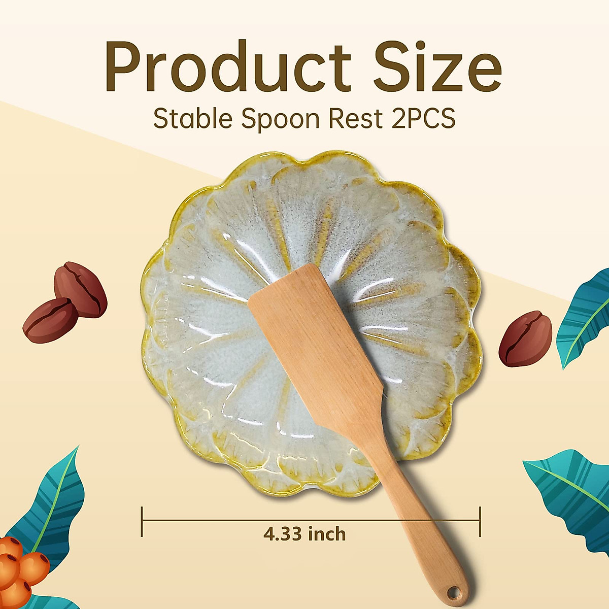 Spoon Rest Spoon Holder For Stove Top 2PCS Ceramic Cooking Spoon Holder For Kitchen Counter Stable Spatula Holder Utensil Rest Coffee Spoon Rest (Blue+Cyan)