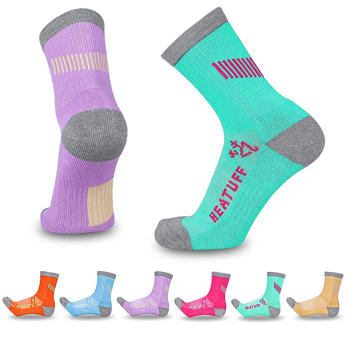 Heatuff Womens 6 Pack Hiking Crew Socks Performance Athletic Cushion Outdoor Trekking Sock