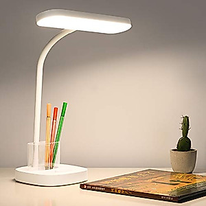 Eye-Caring Charging Plug-in Desk Lamp LED Pen Holder Touch Dimming Eye Protection Multifunctional Table Lamp for Study and Work Office lamp (Color : White)