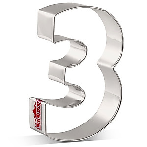 LILIAO Number 3 Cookie Fondant Biscuit Cutter for Birthday/Anniversary/Special Day - 2.4 x 3.6 inches - Stainless Steel