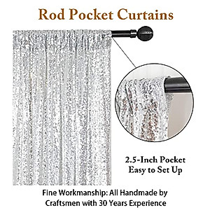 Sequin Curtains 2 Panels Silver 2FTx8FT Sequin Photo Backdrop Silver Sequin Backdrop Curtain Pack of 2-1011E