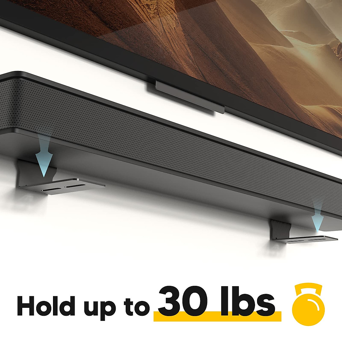 Soundbar Mount Wall Brackets - Easy to Install Anti-Drop Universal Sound bar Mounts under TV, Speaker Shelf Mounting Holder for Samsung, Bose, Vizio, LG, Sony, JBL, Polk, Roku, Sonos, Onn, TCL