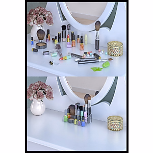 ums Makeup & Jewelry Organizer - Clear Makeup Organizer and Storage for Vanity, Acrylic Makeup Holder for Countertop with 9-Compartment, Small Cosmetic Tray for Brush and Lipstick