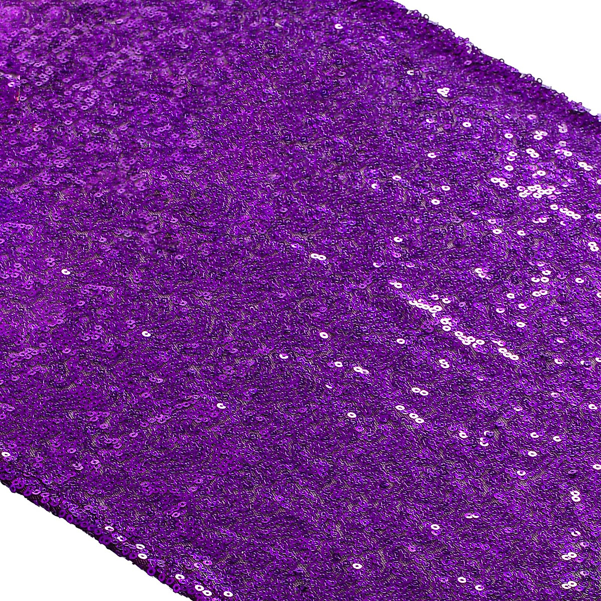 ShiDianYi 12''x72'' Sequin Table Runner Sparkly Metallic Sequin Runner for Wedding Party Dinner Reception, Event Bridalwedding Runner, Birthday Party, Dinner Party, Shower Ready to Ship! (1, Purple)