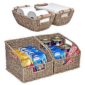 StorageWorks Hand-Woven Seagrass Wicker Baskets Set