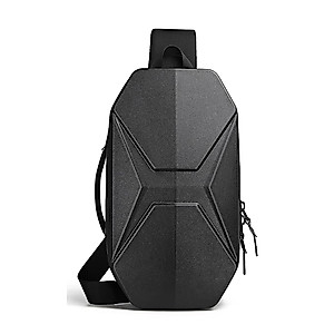 OZUKO Waterproof Sling Backpack Hard Shell Crossbody Shoulder Bag Casual Chest Bag Rucksack, One Strap Travel Sling Bag (Black)