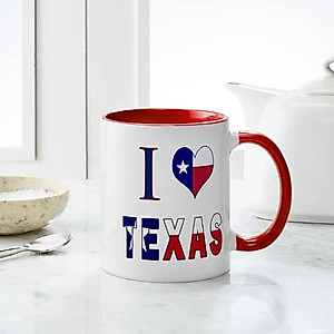 CafePress I (Heart) Love Texas Flag Mug Ceramic Coffee Mug, Tea Cup 11 oz