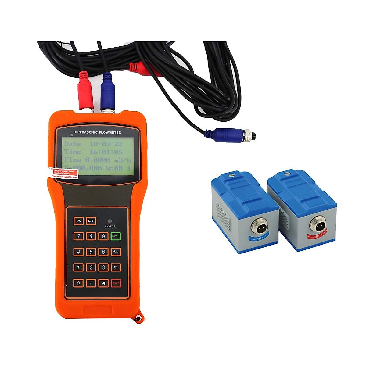 CNYST Liquid Flow Meter Ultrasonic Flow Meter Flowmeters with TM-1 Meidum Size Transducer and HM Medium Bracket Pipe Diameter DN50 to 300mm Max Liquid Temperature 90 Degrees Celsius