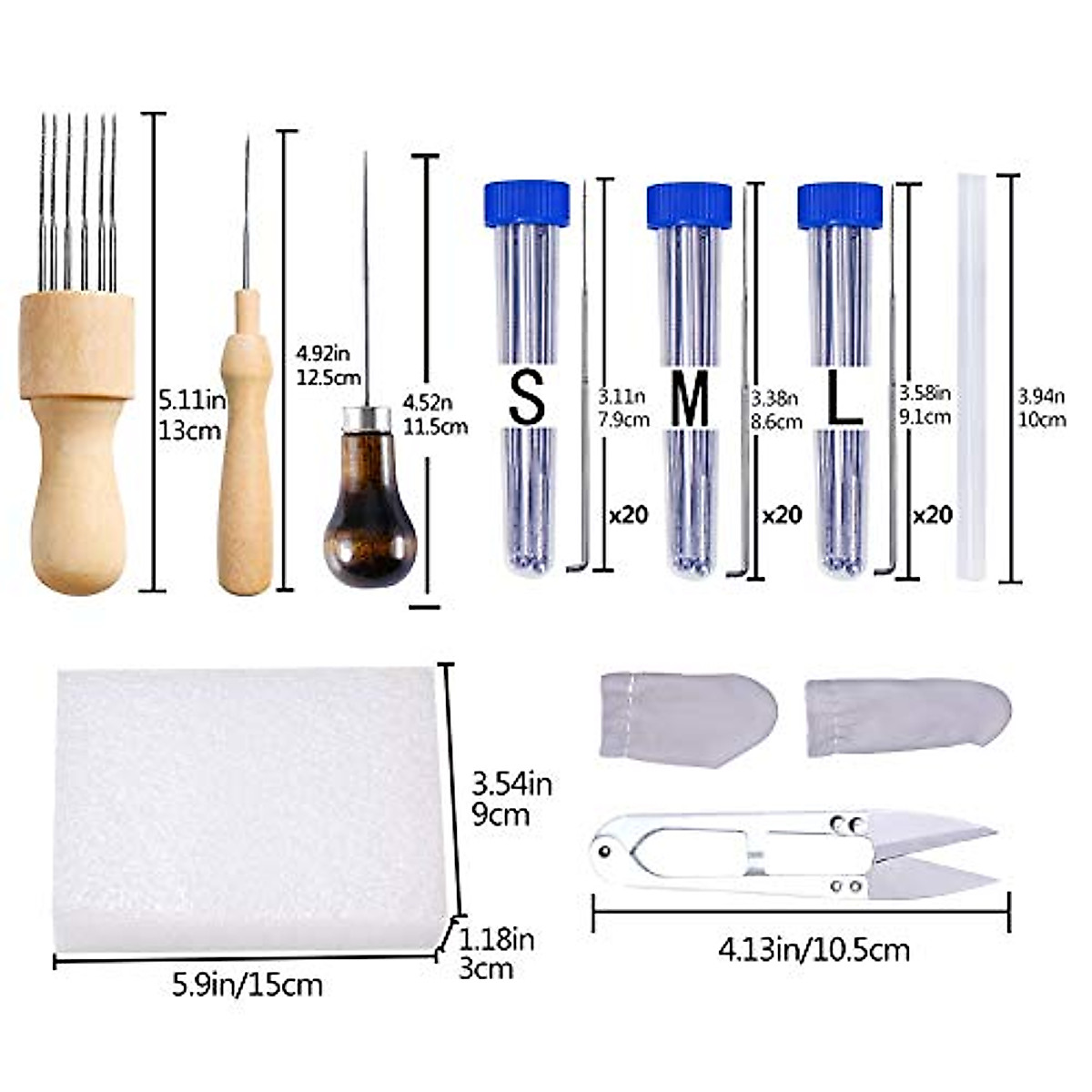 IMZAY Needle Felting Tools, Wool Felting Supplies, Needle Felting Kit with 60 Pcs Needles Felting Needles, Foam Mat, Wooden Handle, Scissors, Perfect for DIY Felting Wool Projects