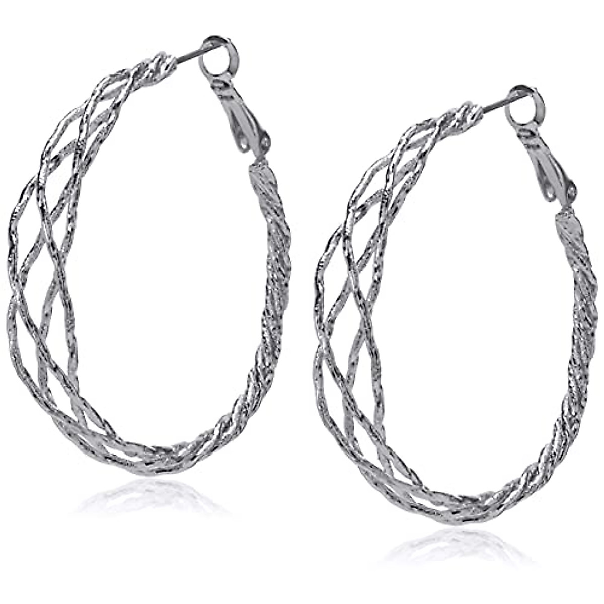 Guess Braided Silver Hoop Earrings
