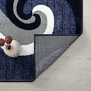 0327 Blue White Gray 5 x 7 Area Rug Abstract Carpet by Persian-Rugs