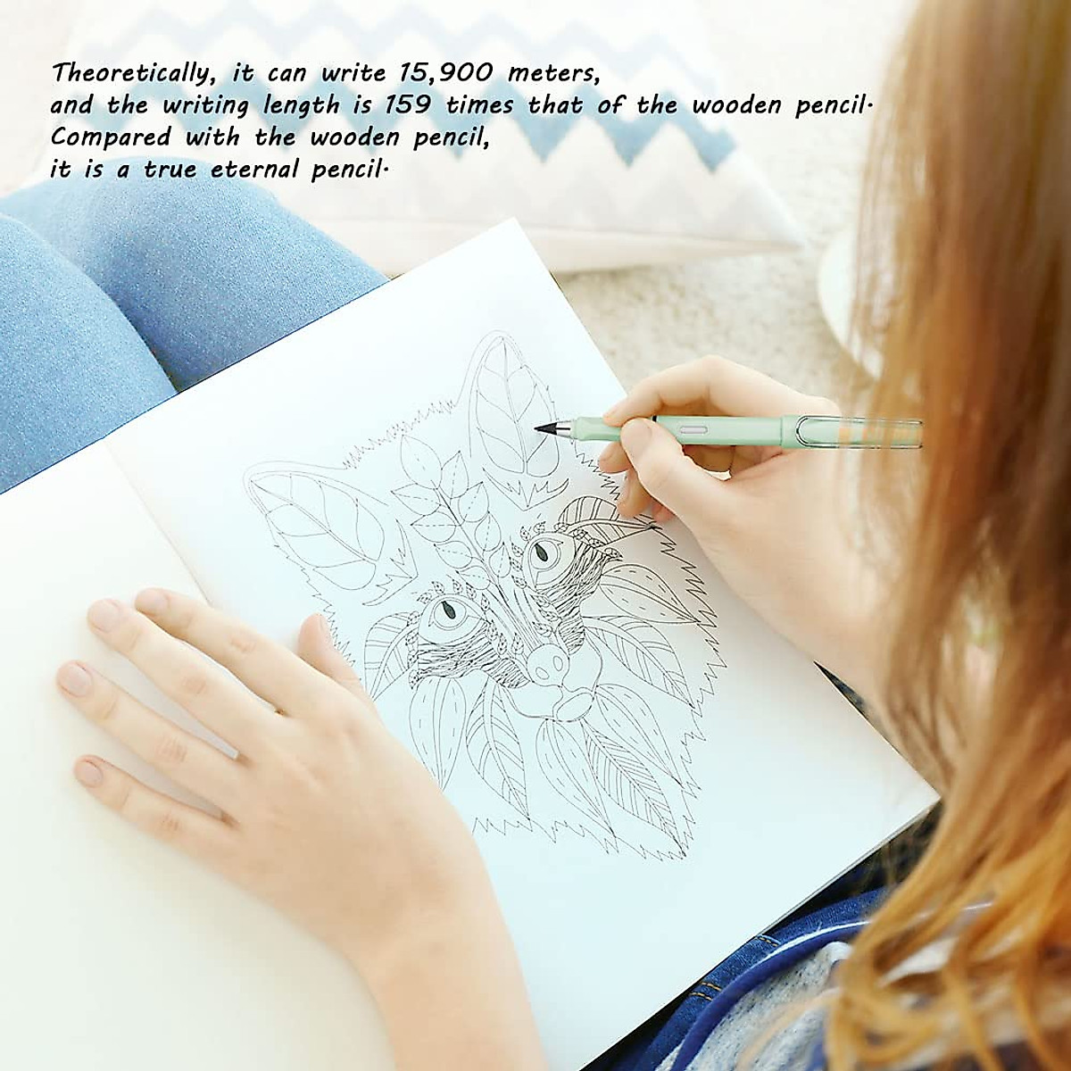 Ainiv Inkless Pencil with Eraser, 5 Sets Infinity Pencil Everlasting Pencil, Reusable Infinite Pencil with Extra 5 Eraser & 5 Replaceable Nibs, Endless Pencil for Home Office School Writing Drawing