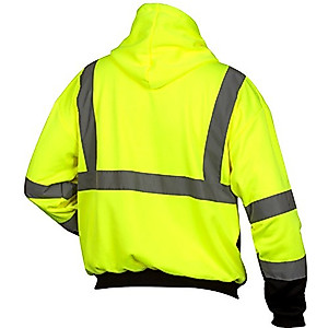 Pyramex Safety RSZH3210XL RSZH32 Series Sweatshirts Hi-Vis Lime Zipper Sweatshirt with Black Bottom- Size Extra Large, Green