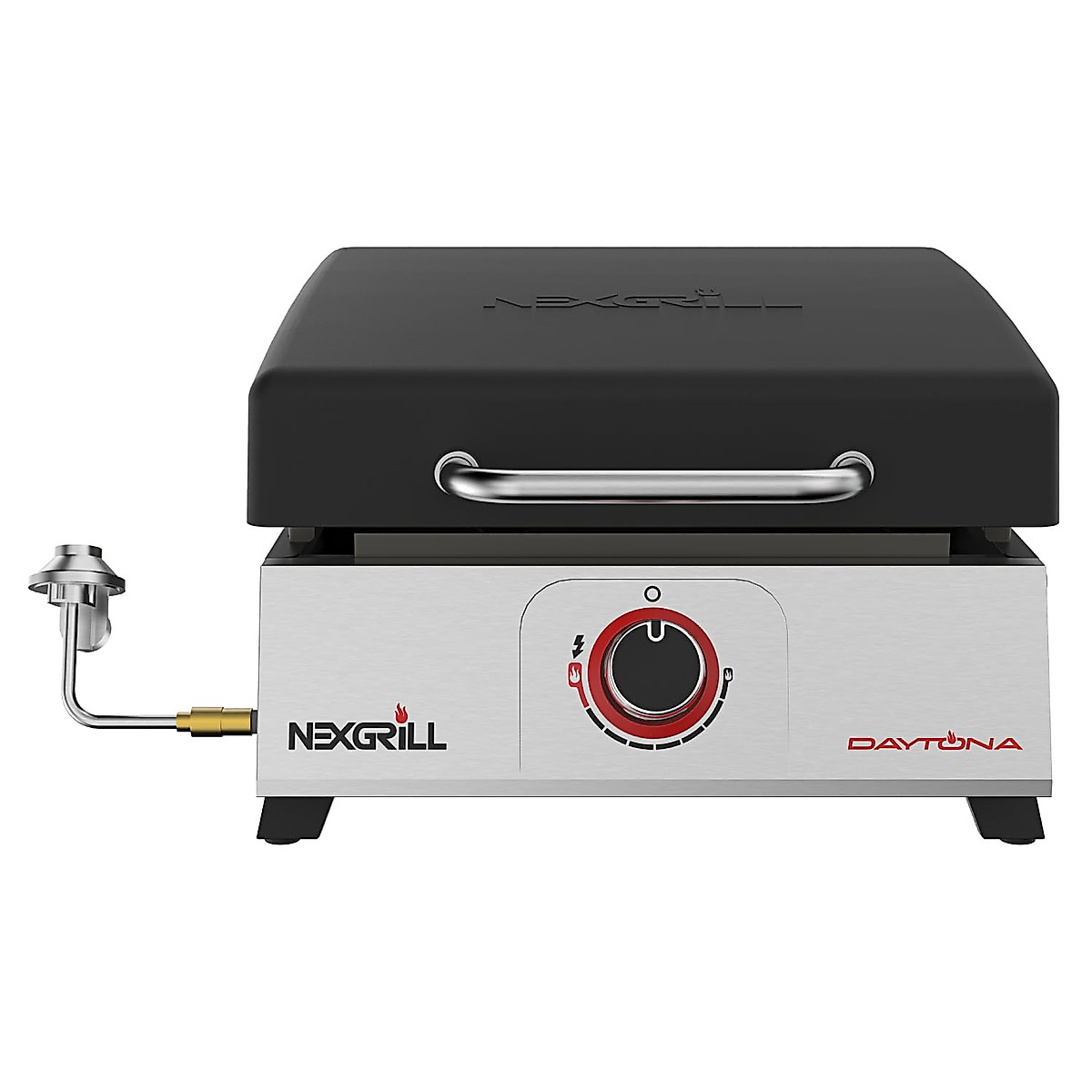 Nexgrill Daytona 1-Burner Portable Gas Griddle with Built-In Lid, 12,000 BTUs, 271 SQ In Cooking Space, Small Tabletop Propane Griddle for Outdoor Cooking, Camping, BBQs, and Parties - 820-0081