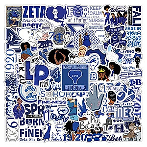 Zeta Phi Beta Sorority Paraphernalia Stickers 60pcs Fellowship Cociety Decals Aesthetic Waterproof Vinyl Pack Stickers for Water Bottle Laptop Cup Kids Adults Teens Girls Phone Skateboard DIY Party