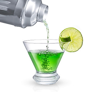 JoyJolt Cosmos Collection Martini Glasses – Set of 2 Crystal Martini Glasses – 8.5 oz Stemless Martini Glasses – Modern Cocktail Glass – Manhattan Glass with Heavy Base Premium Stemless Martini Glass