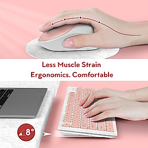 Wireless Keyboard and Mouse Combo with 7 Colored Backlits, Wrist Rest, Rechargeable Ergonomic Keyboard with Phone Holder, Silent Lighted Full Size Combo for Window, Mac, PC, Laptop-Trueque (Pink)